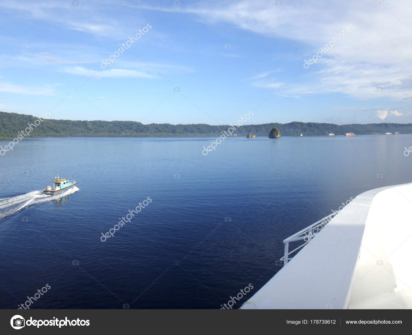 Scene of Simpson Harbour and Rabaul from a cruise ship. – Stock ...