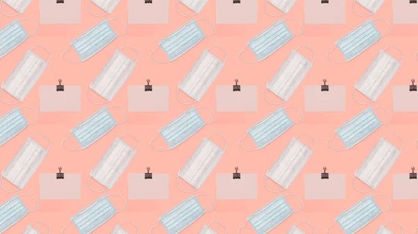Seamless pattern. Medical masck on coral background. PPE for covid-19 ...
