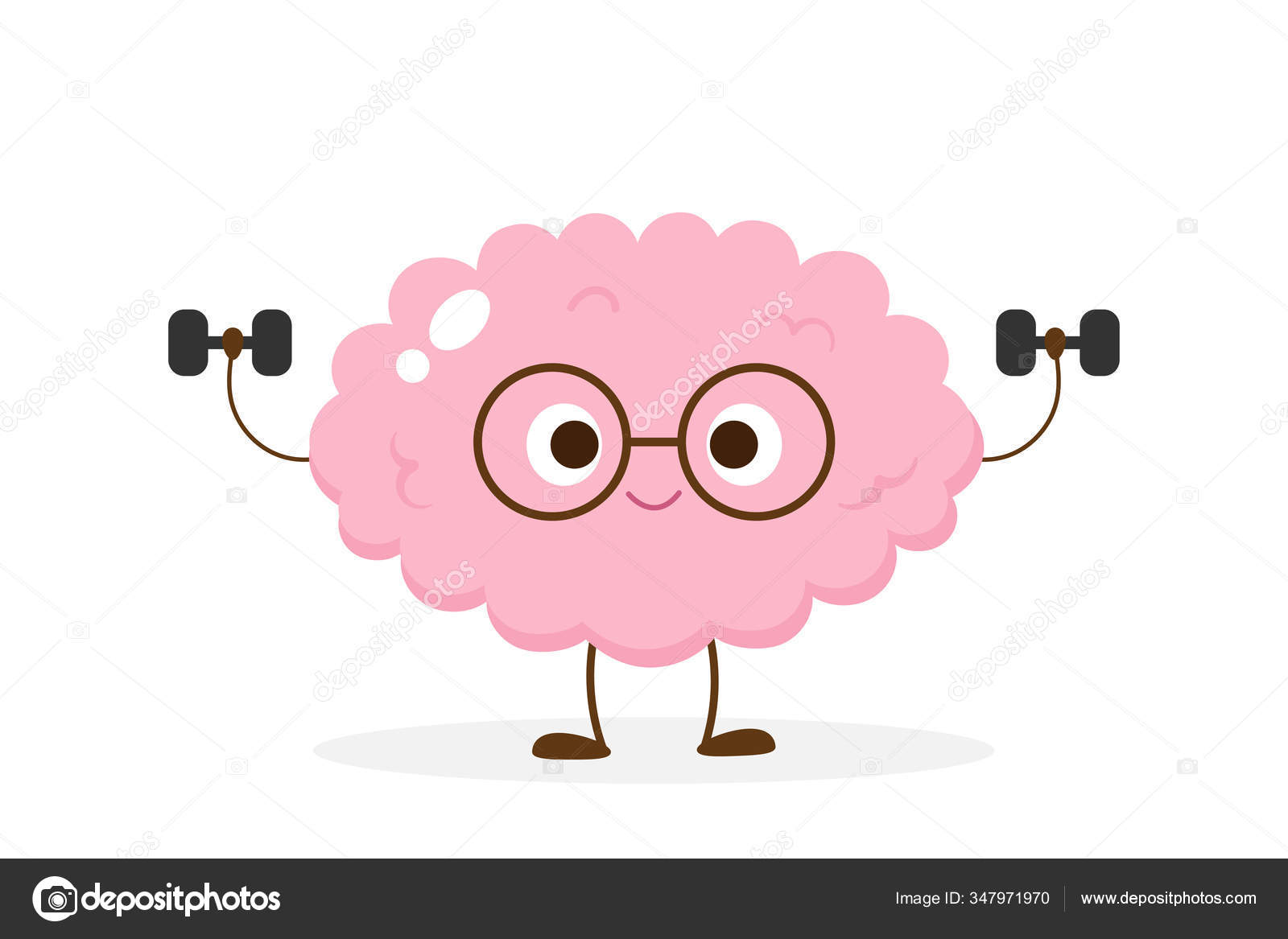 Cartoon Brain Working Out