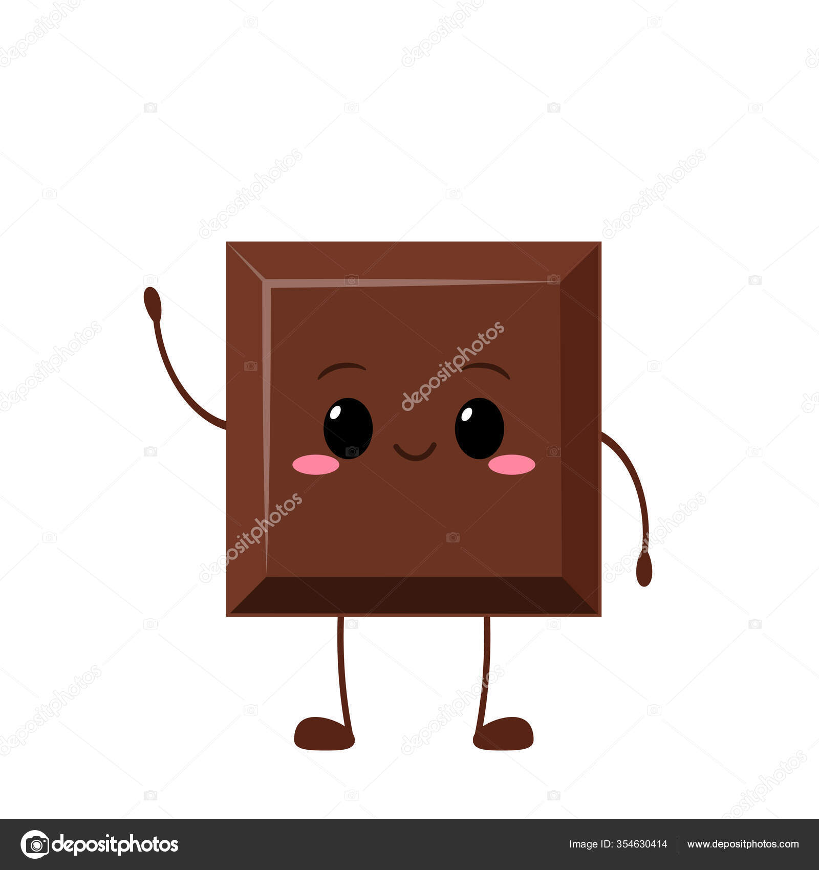 Cute Chocolate Piece Character Funny Chocolate Bar Emoji Cartoon Kawaii ...