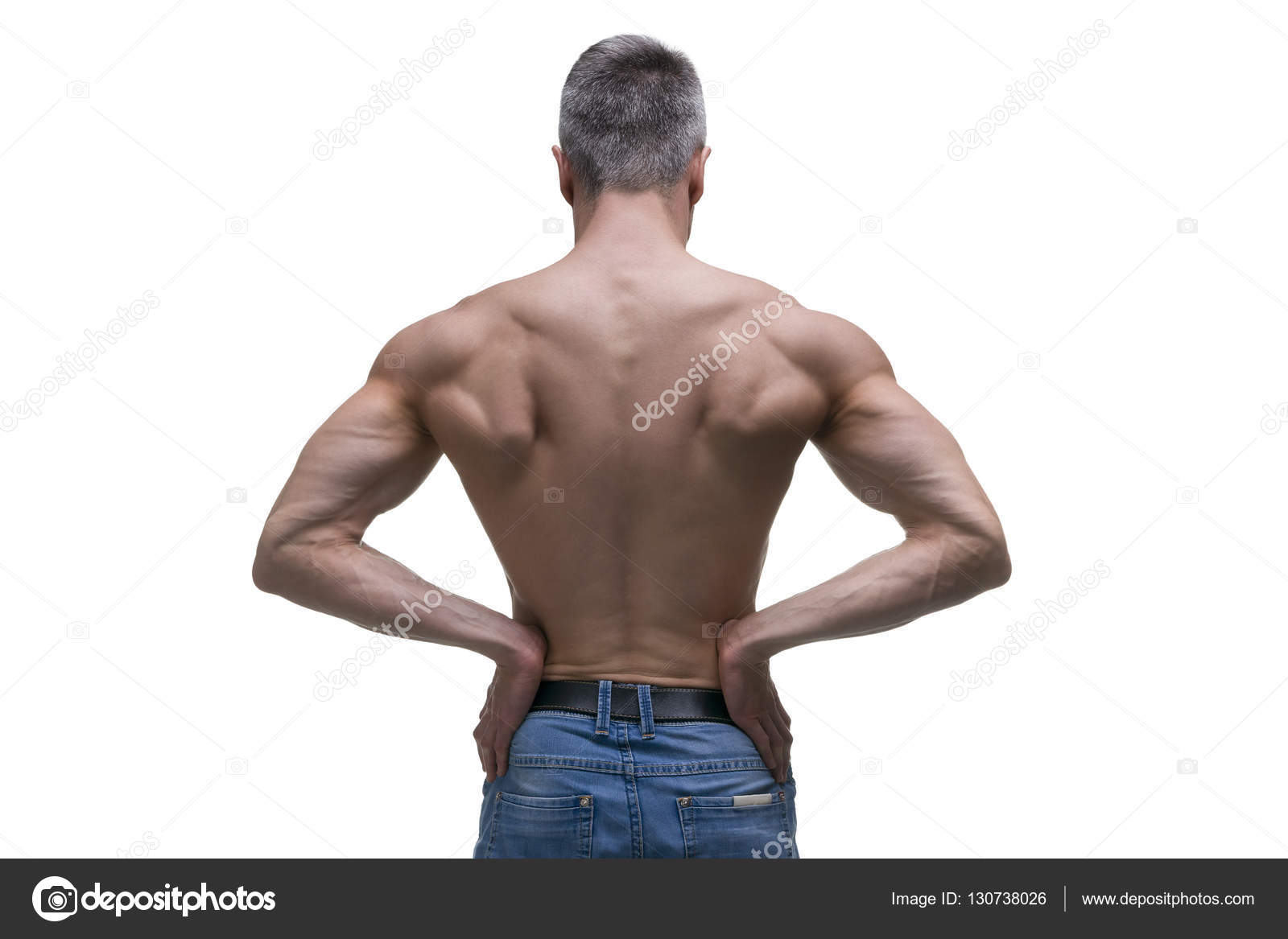 Muscular middle-aged man posing on white background, isolated studio ...