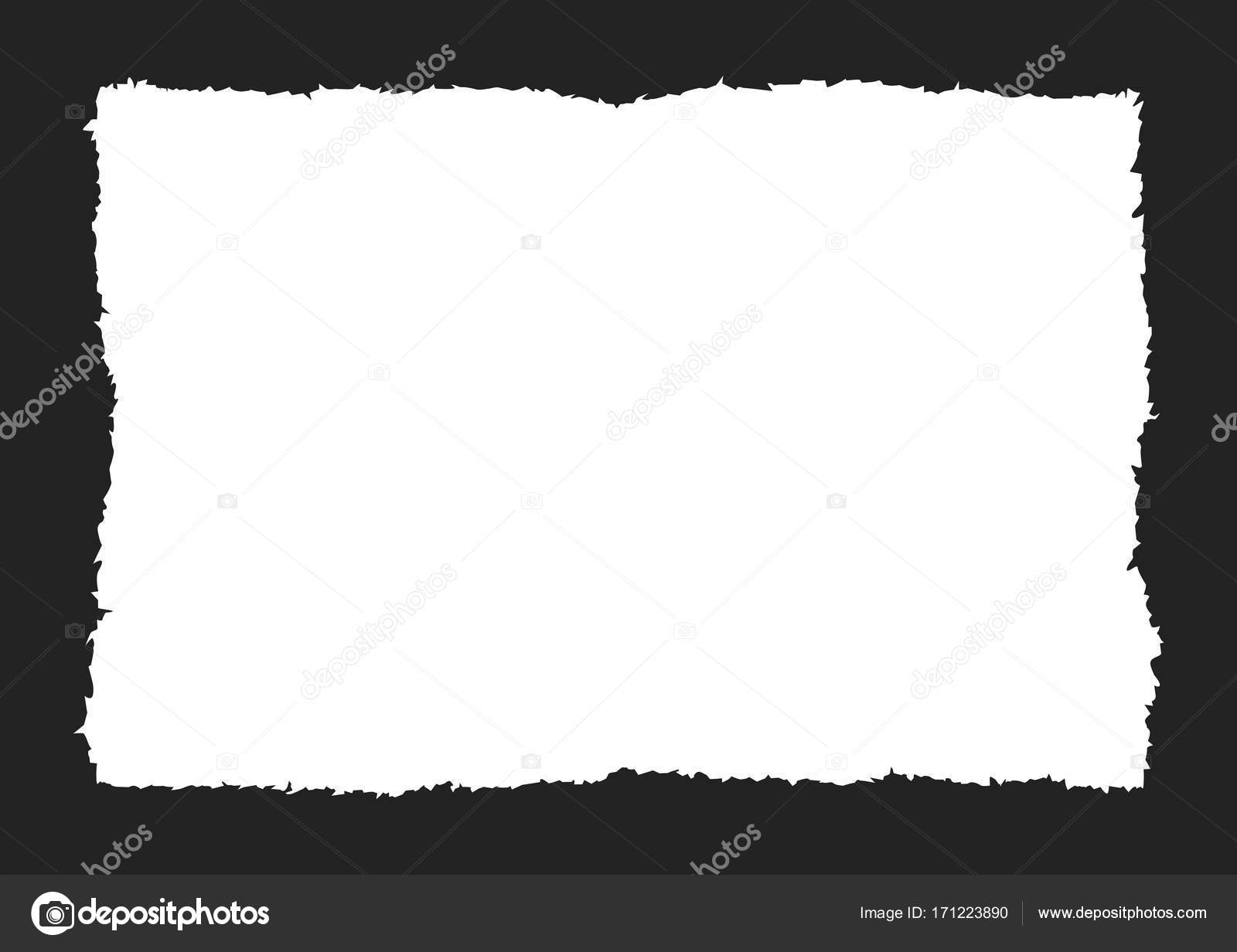 Torn paper white rectangle shape vector on a black background Stock ...