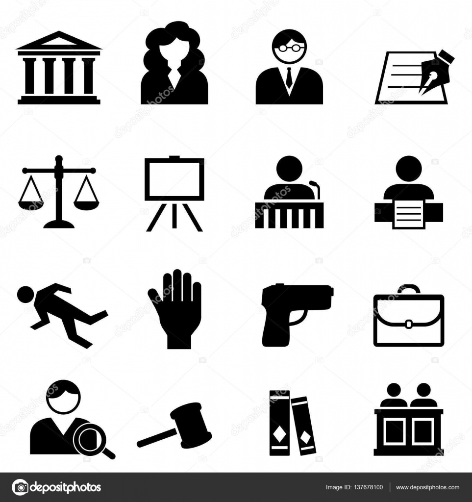 Law, legal, justice icon set — Stock Vector © soleilc #137678100