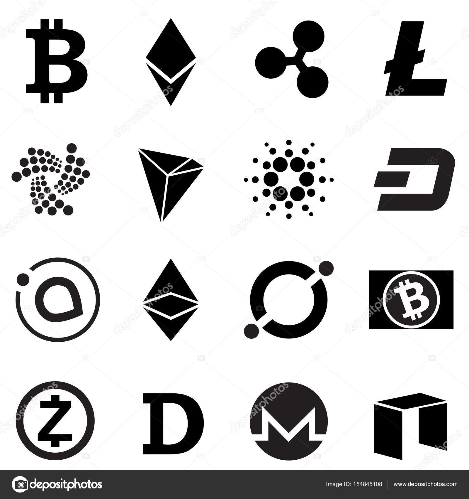 Cryptocurrency signs and symbols icon set Stock Vector Image by ...