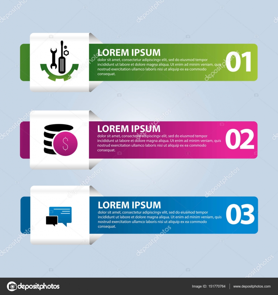 Vector illustration. An infographic template with 3 steps and an image ...