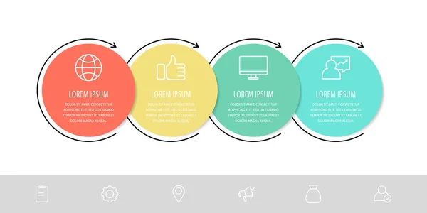 Line vector infographic flat template. Rectangles with arrows for five diagrams, graph ...