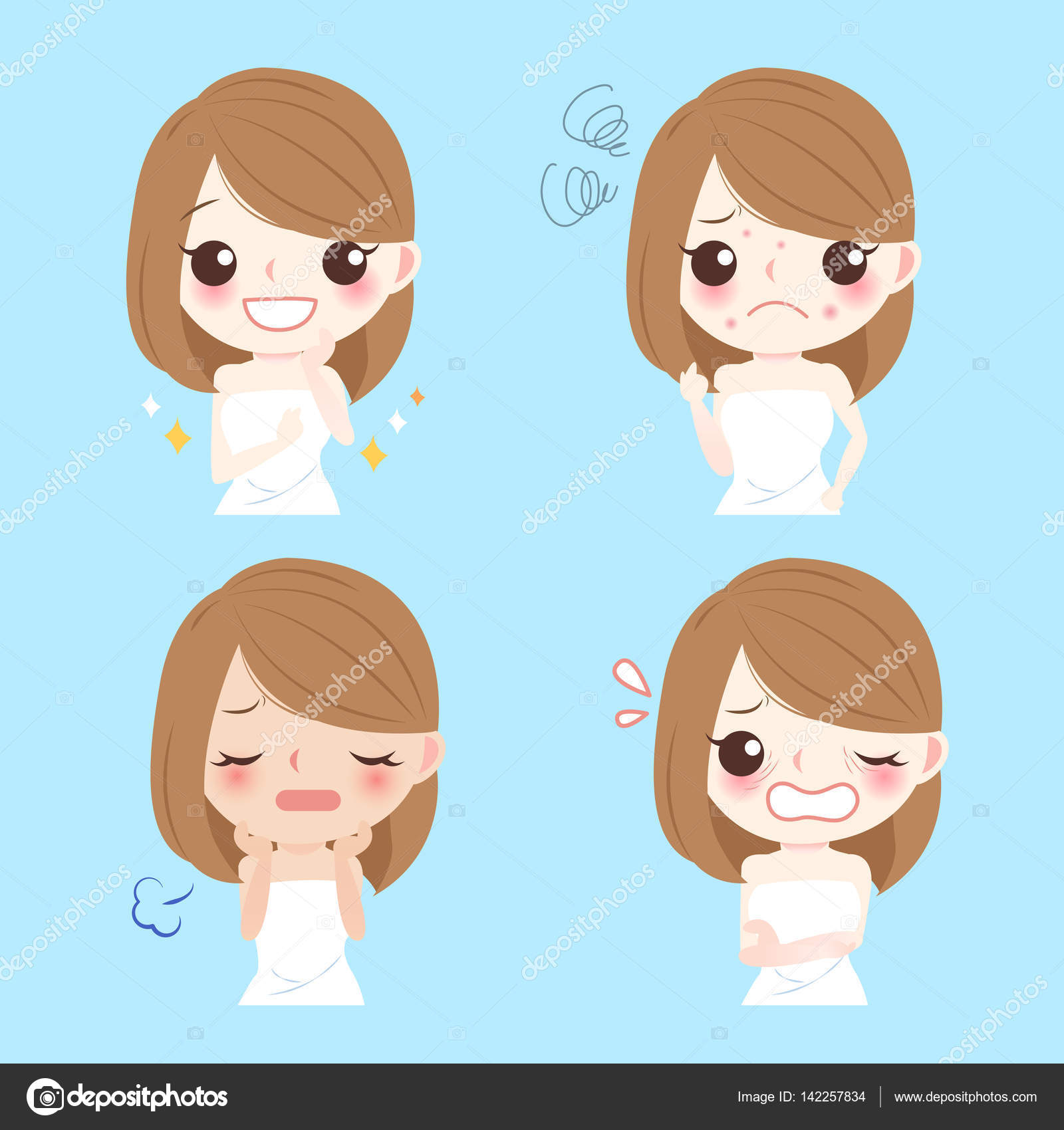 Woman with face problem Stock Vector Image by ©estherqueen999 #142257834