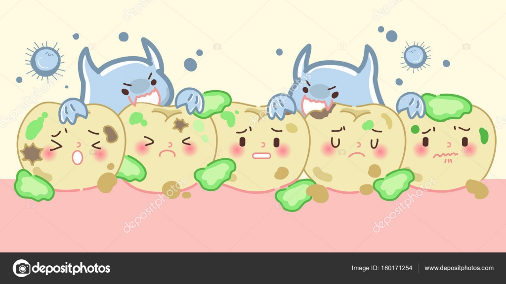 Caries diente de dibujos animados Stock Vector by ©estherqueen999 160171254