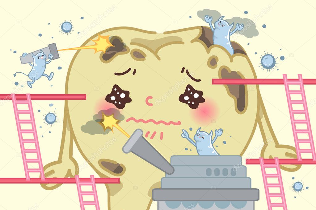 Cartoon tooth decay — Stock Vector © estherqueen999 #160171572