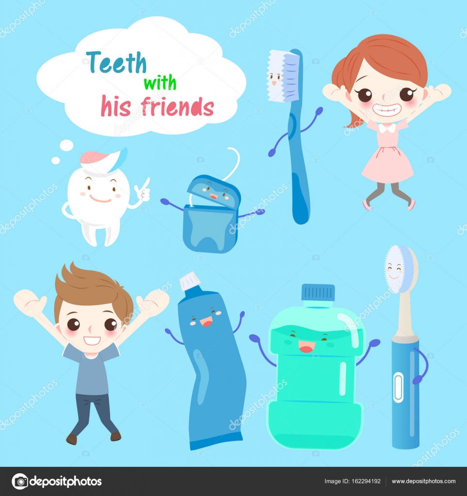 Diente con sus amigos Vector de stock #162294192 de ©estherqueen999