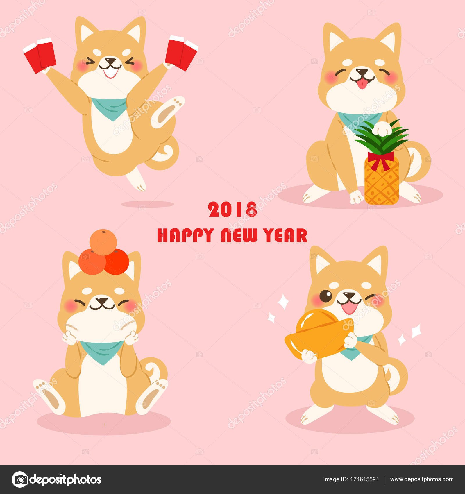 Cute cartoon 2018 year Stock Vector Image by ©estherqueen999 #174615594