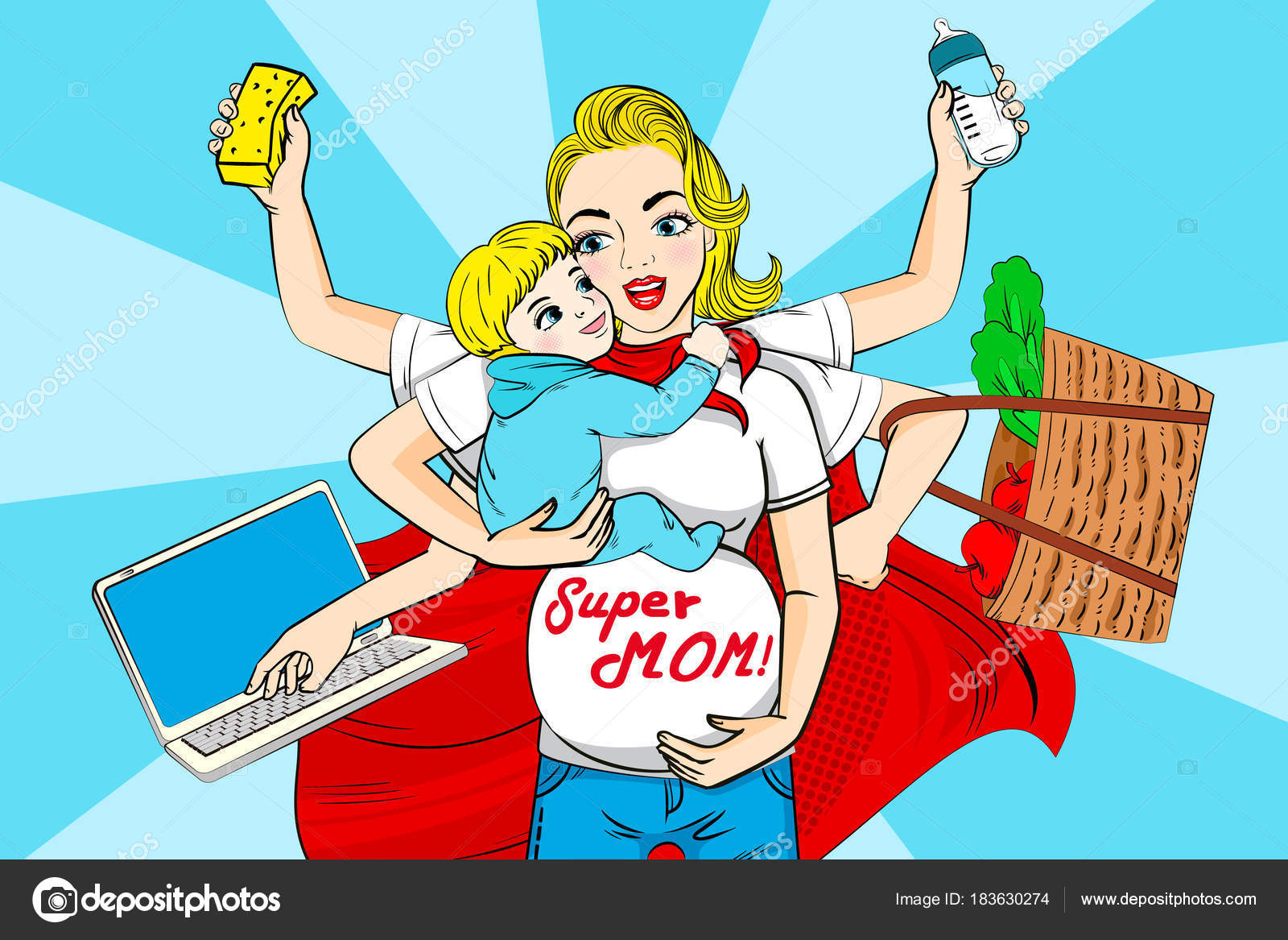Cartoon super mom Stock Vector by ©estherqueen999 183630274