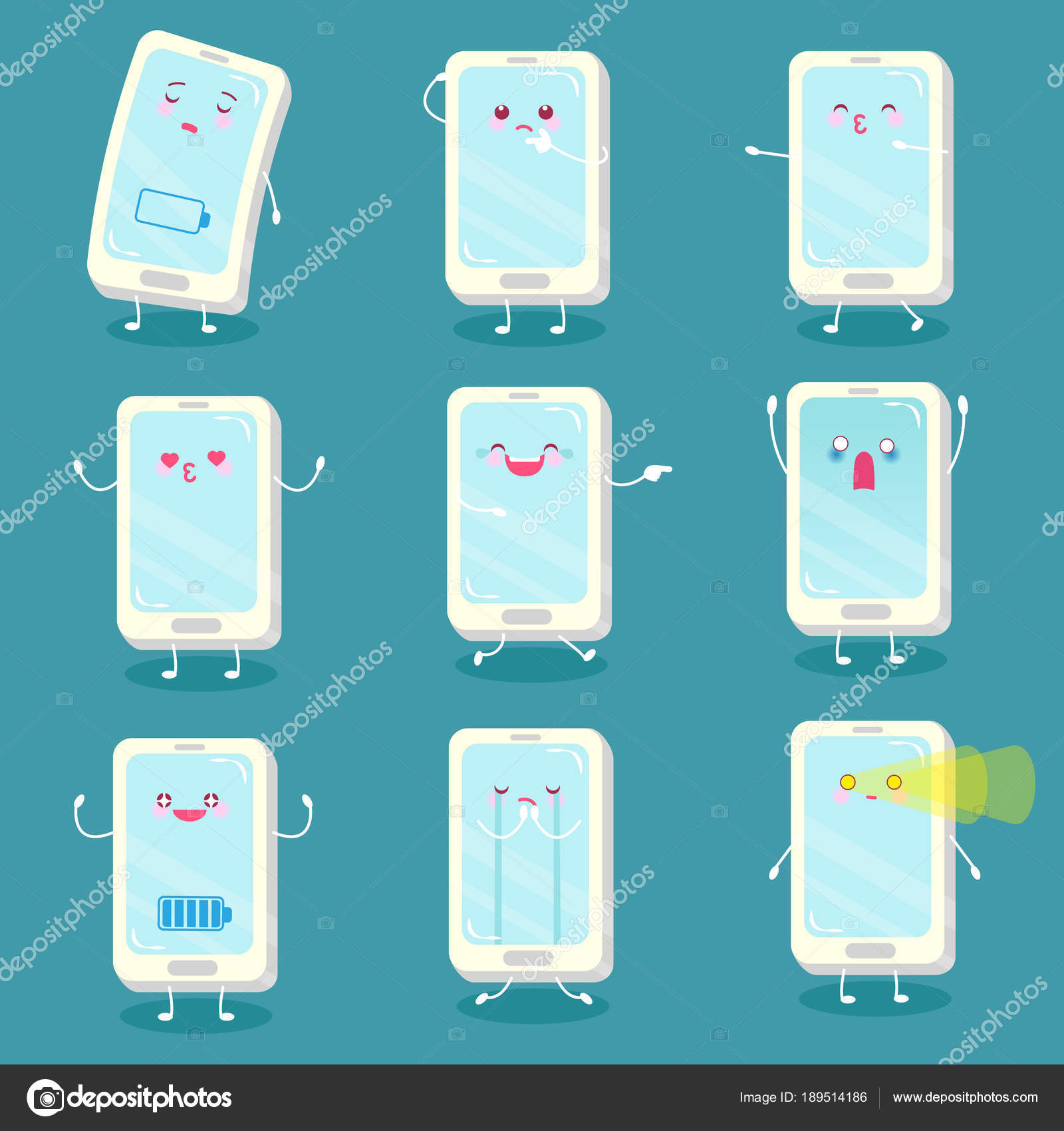 Cute cartoon cellphone Stock Vector Image by ©estherqueen999 #189514186