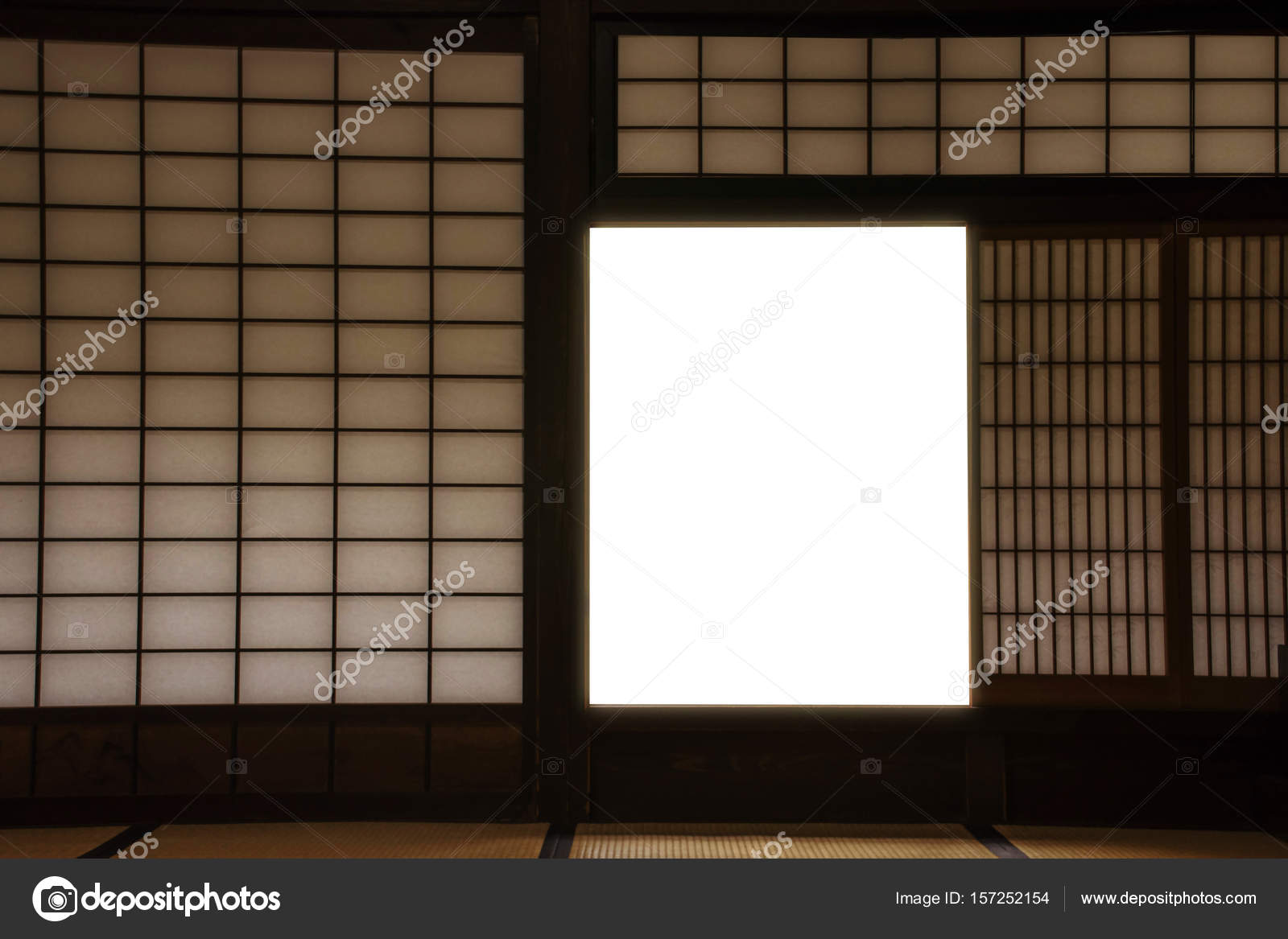 Traditional Japanese Interior window, Made from bamboo wood and paper ...