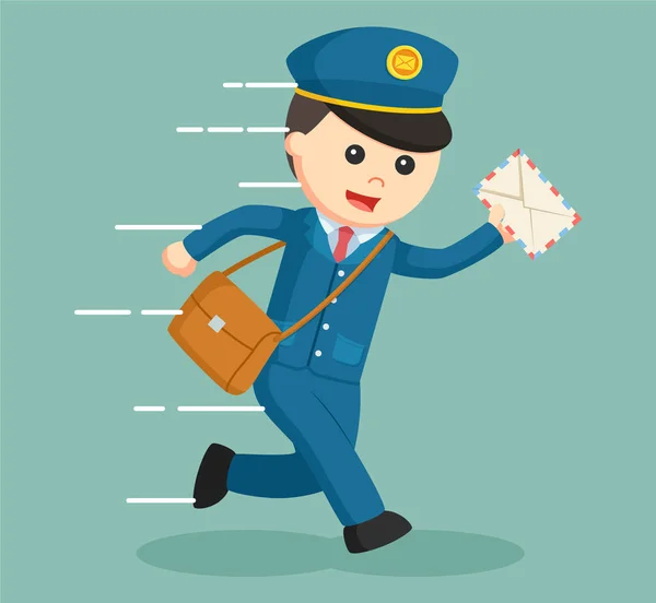 Cartero De Dibujos Animados Divertido Entregar Cartas — Vector De Stock A7E