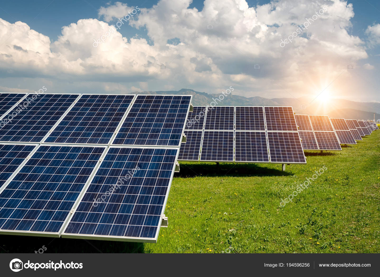 Solar panels, photovoltaics, alternative electricity source - concept ...