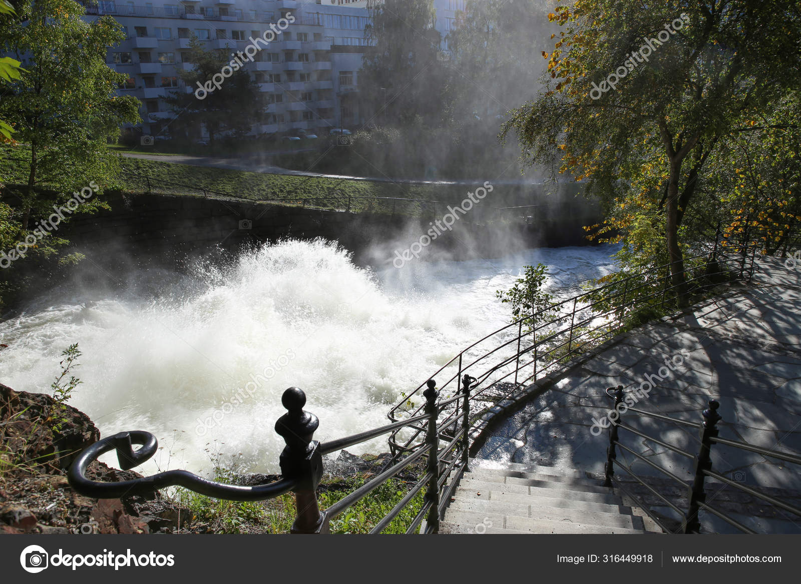 Waterfall Akerselva River Oslo Norway Walking Path River City Autumn ...