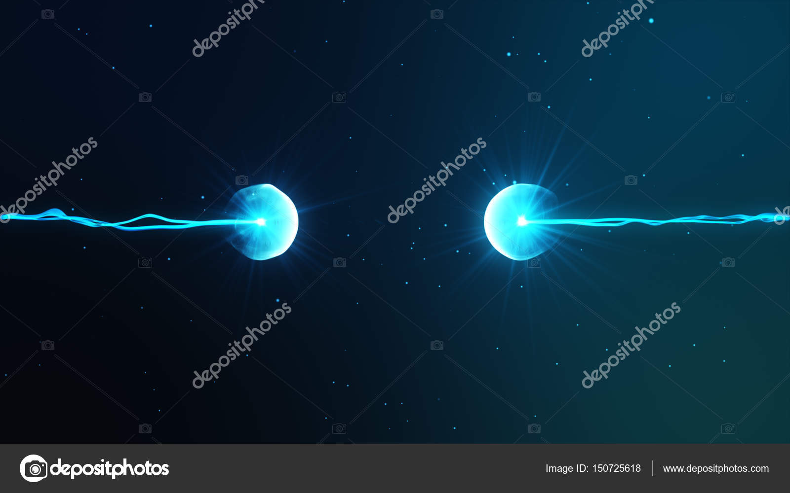 Two particles ready to collide to one another artistic image Stock ...