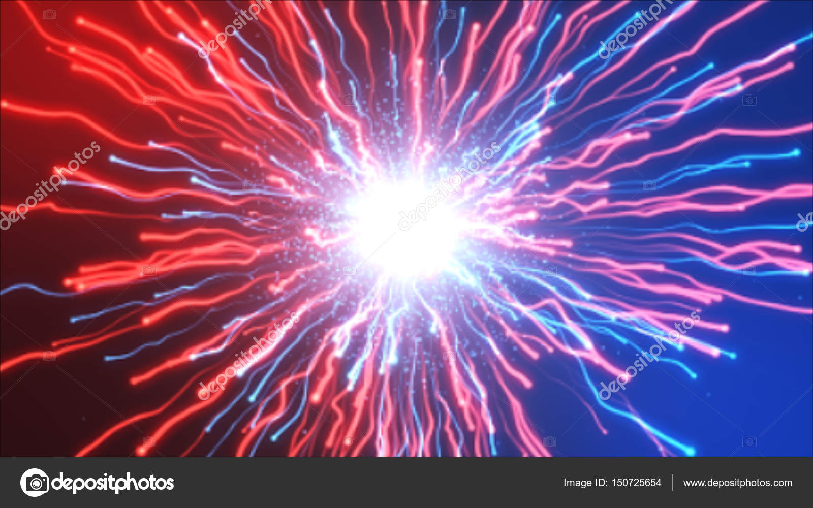 A large explosion of multi-colored particles under a microscope Stock ...