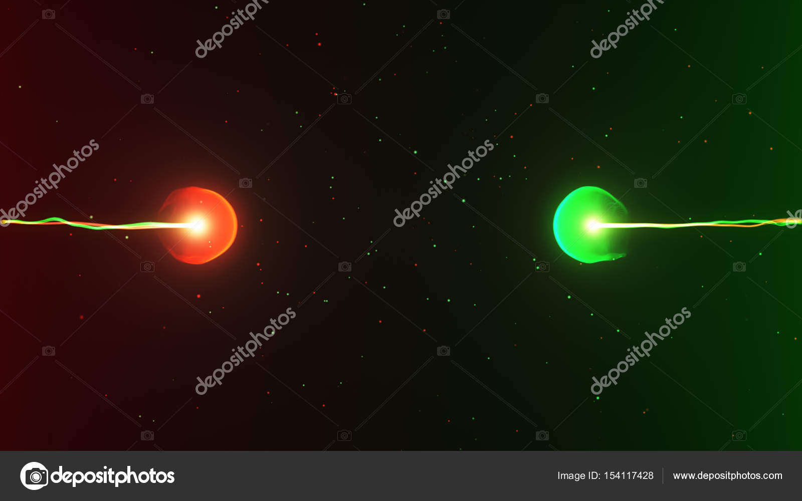 Two particles ready to collide to one another artistic image Stock ...