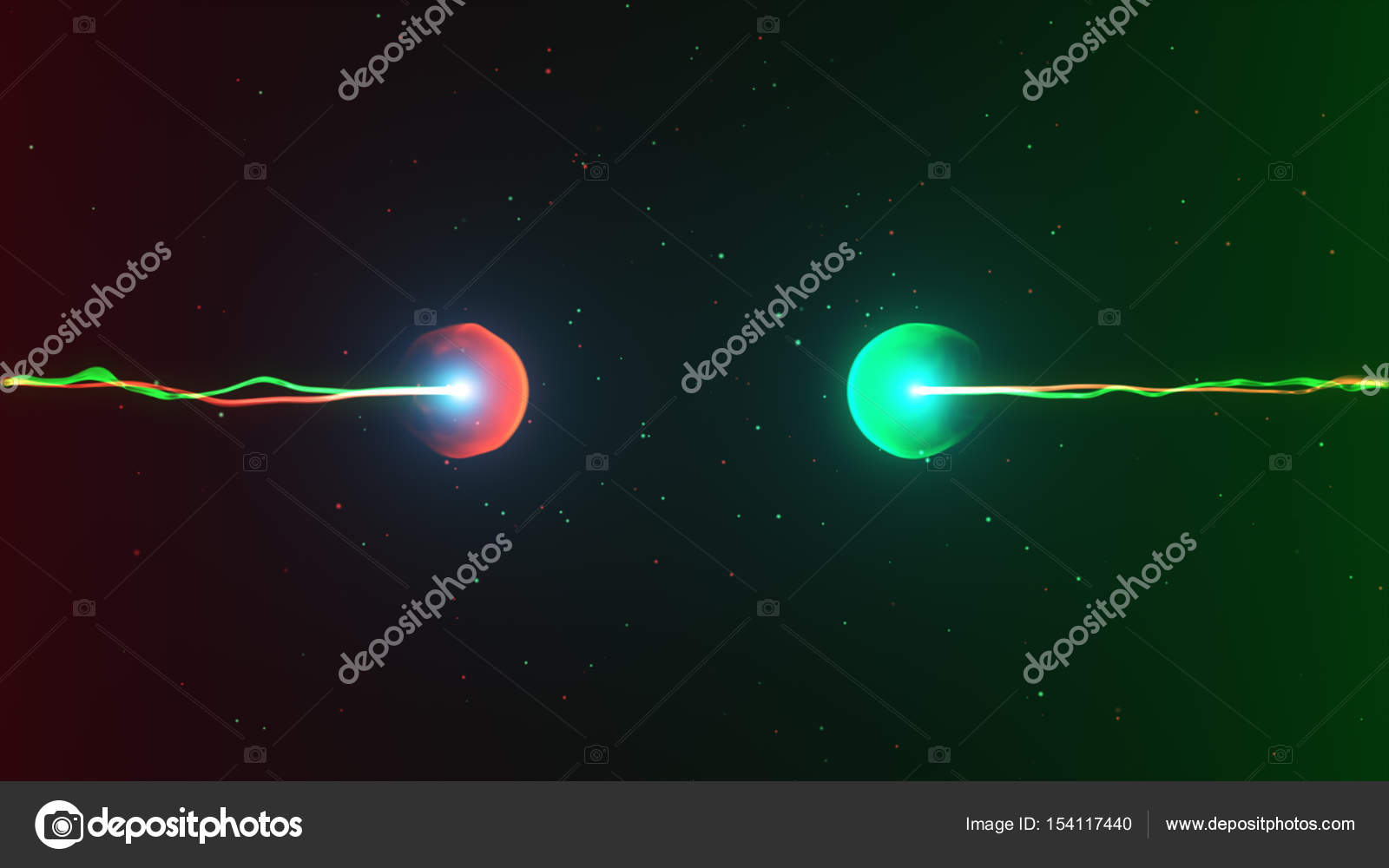 Two particles ready to collide to one another artistic image Stock ...