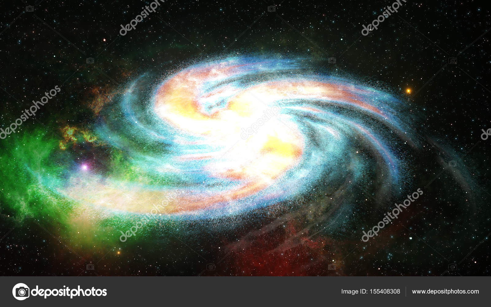 Spiral galaxy in space, illustration of the Milky Way Stock Illustration by ©FlashMovie #155408308