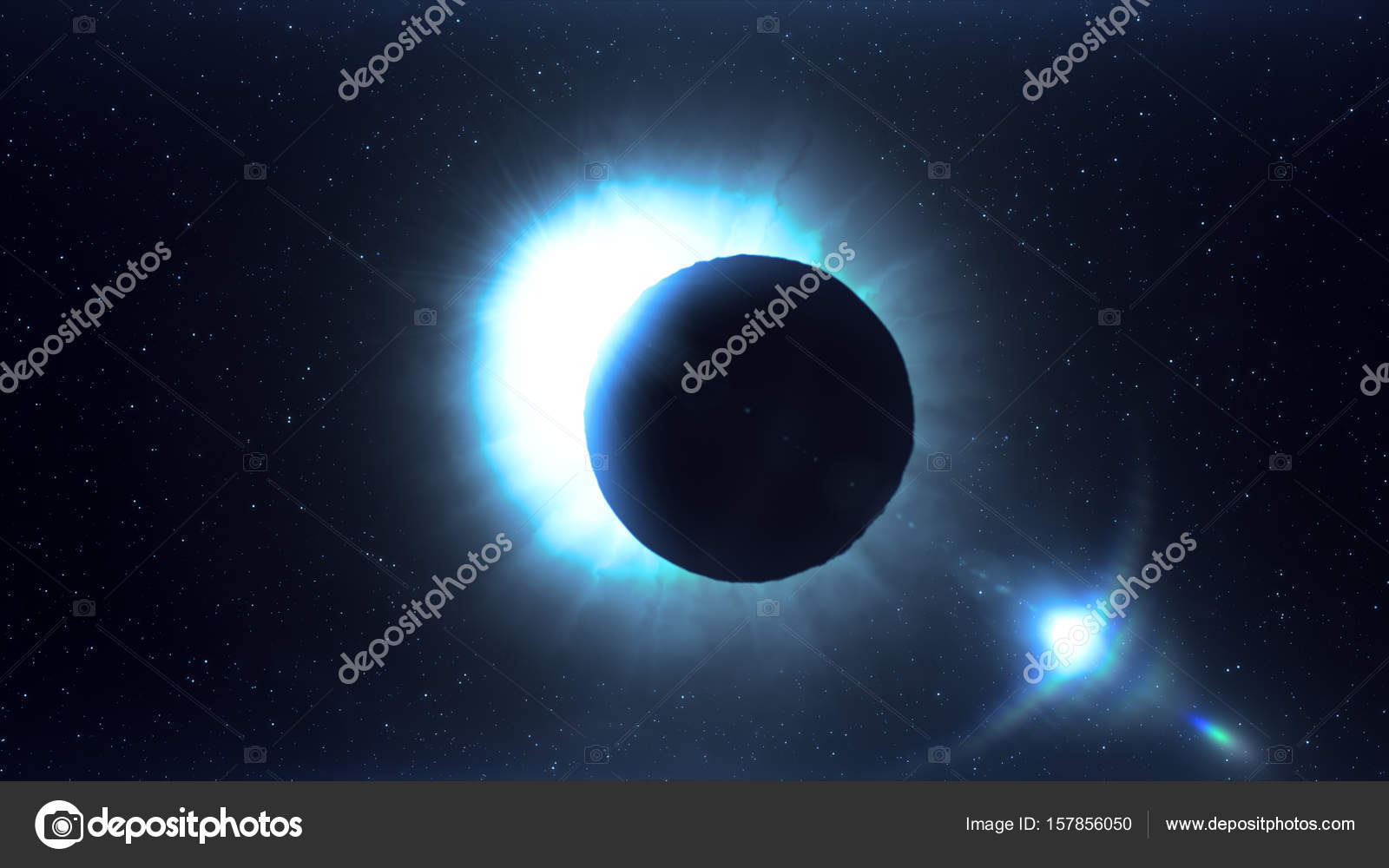 Blue futuristic solar eclipse in space — Stock Photo © FlashMovie ...