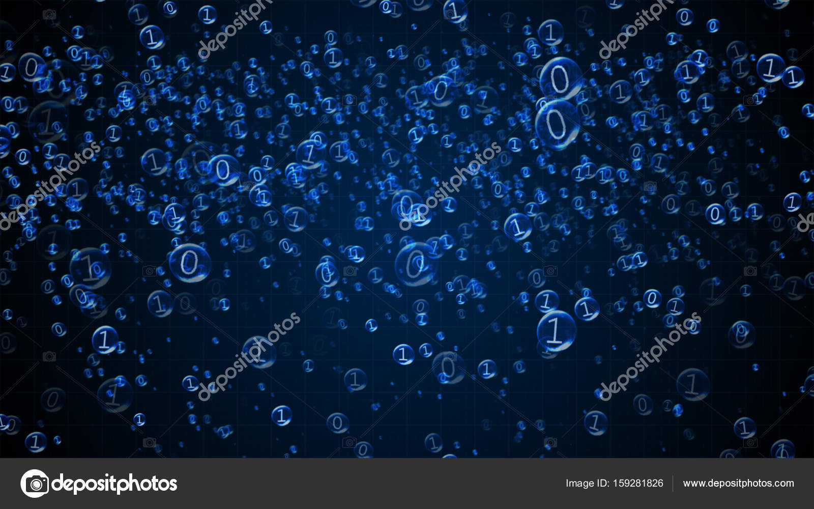 The binary code inside the bubbles rises. Blue interface, 3d illustration — Stock Photo ...