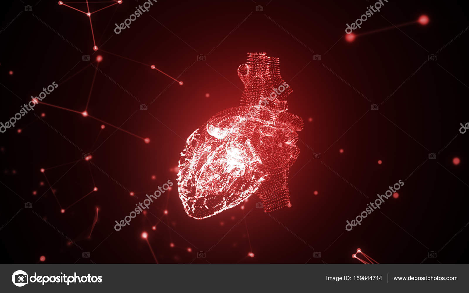The human heart is formed by rotating particles. 3d illustration Stock ...