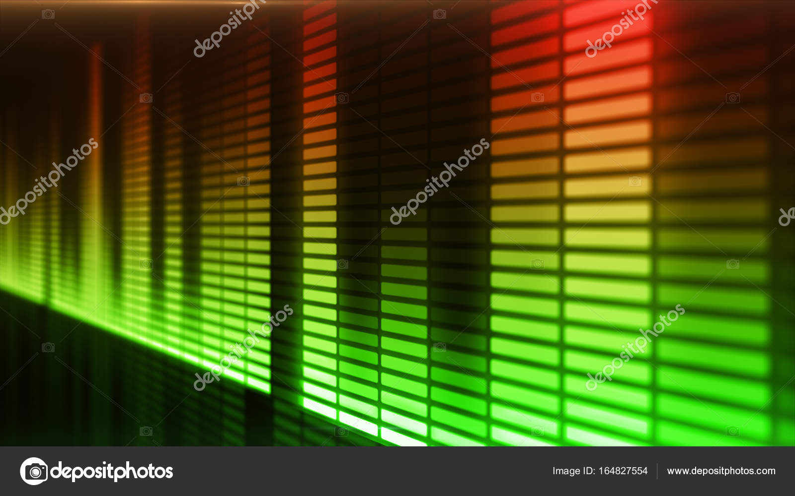 Eq, equalizer scale with reflection and chart, 3d on dark background ...