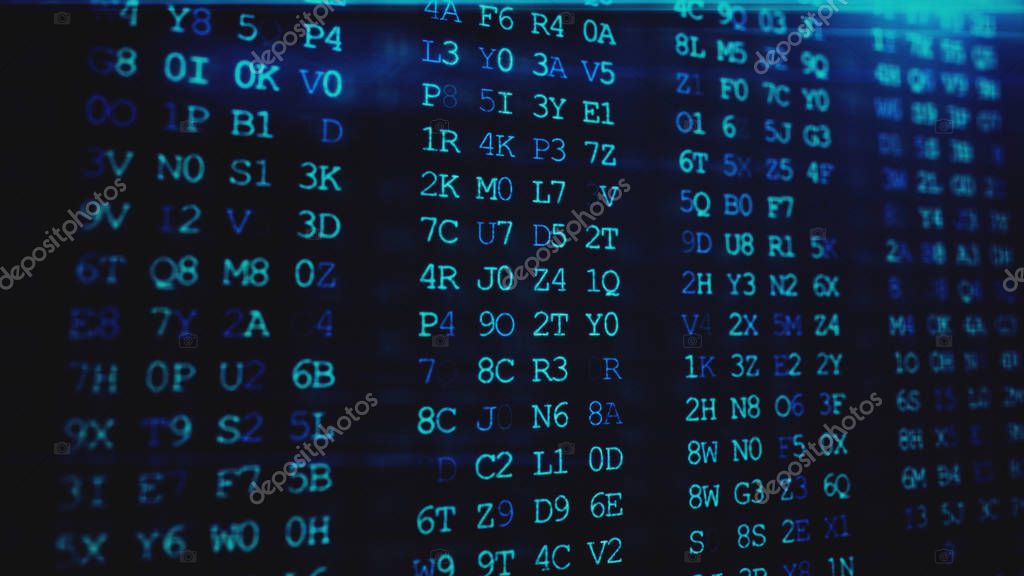 Abstract digital background. Machine code. Hexadecimal code. Random ...