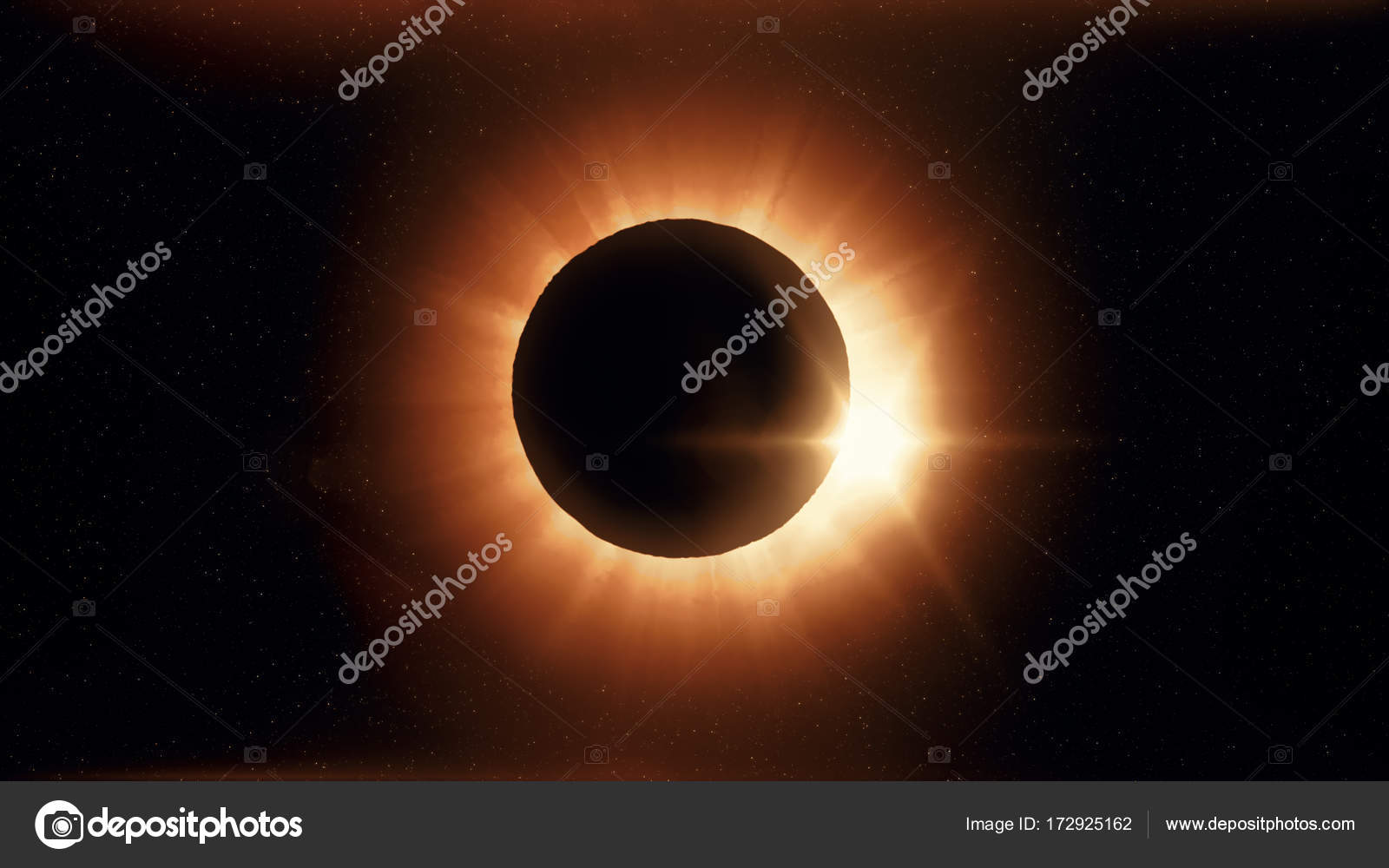 Full solar eclipse. The Moon mostly covers the visible Sun creating a ...