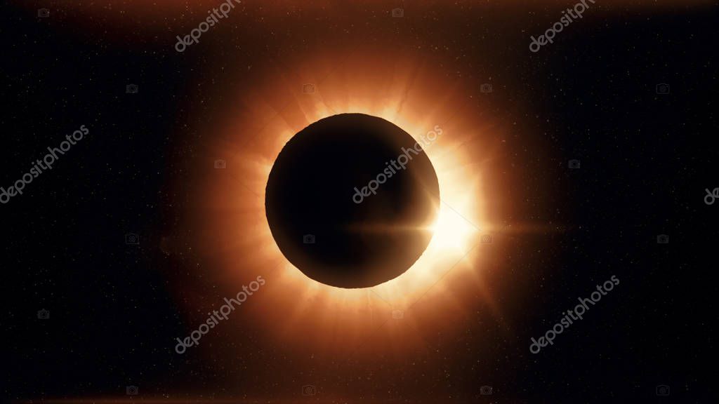 Eclipse solar completo. La Luna cubre principalmente el Sol visible creando un efecto de anillo ...
