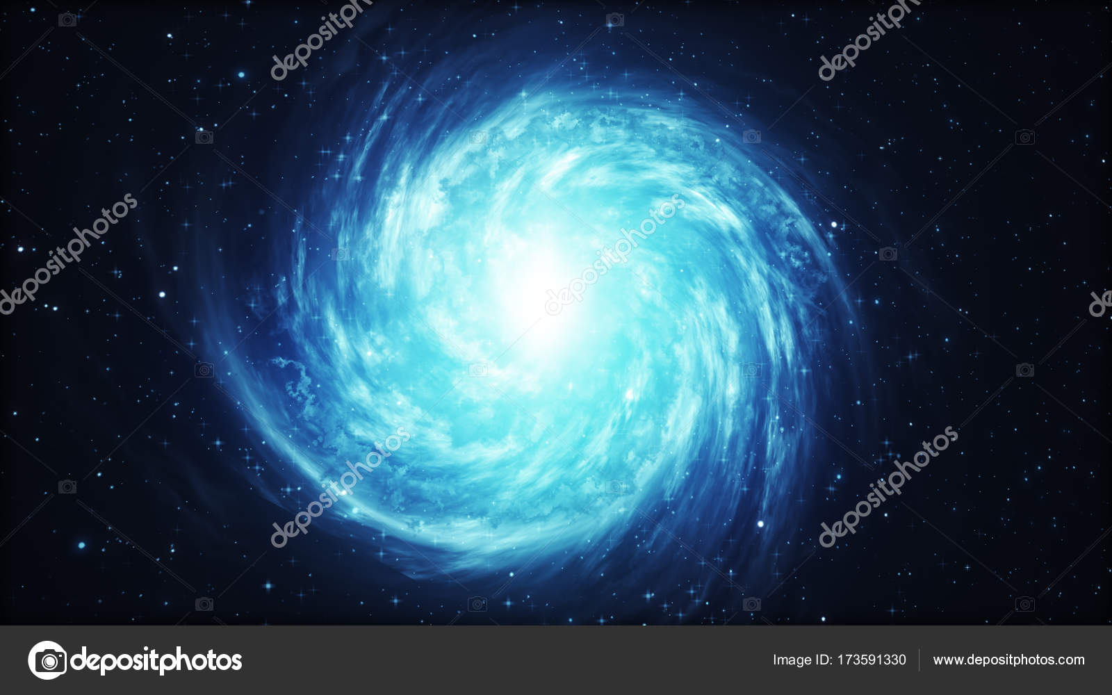 Rotating spiral galaxy with stars in outer space 3d illustration ...