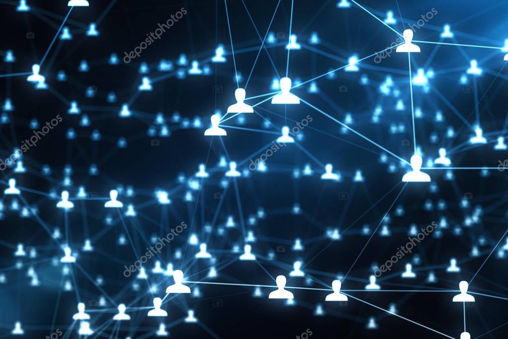 El concepto de conexiones entre personas en el mundo virtual, redes ...