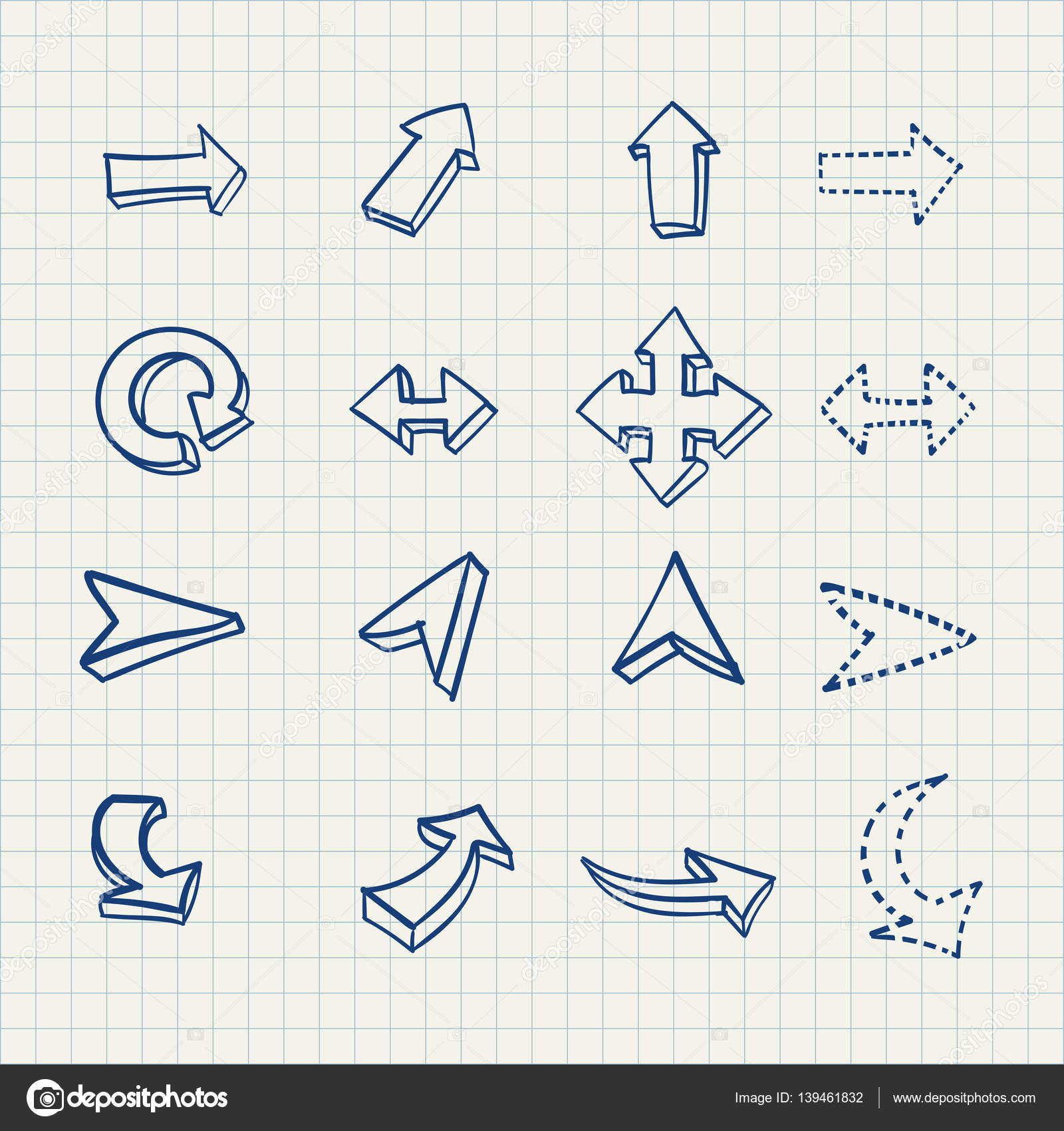 Vector hand drawn arrows set Stock Vector by ©pios82 139461832