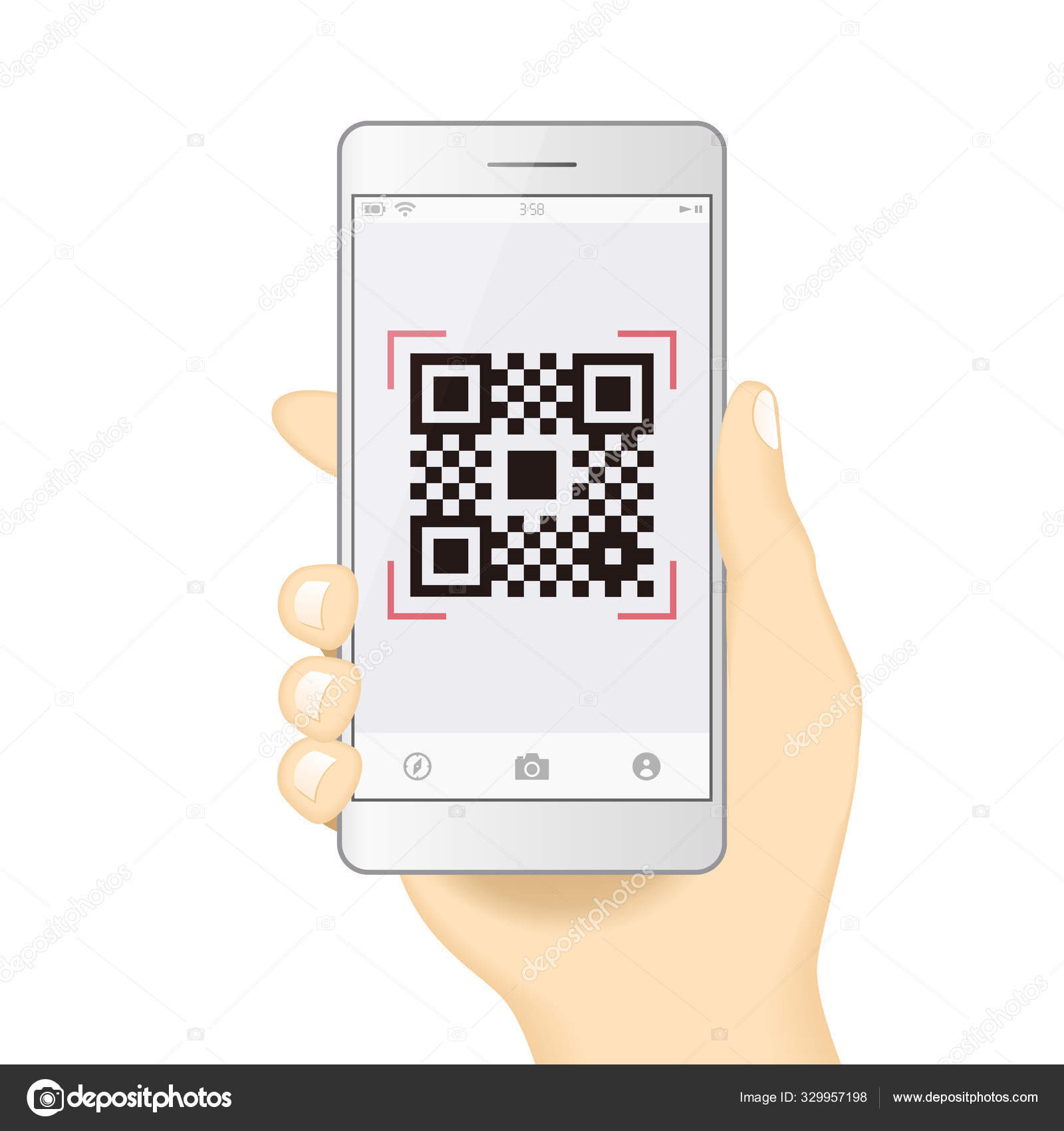 Qr code payment Hand Finger Smartphone app cashless technology concept ...