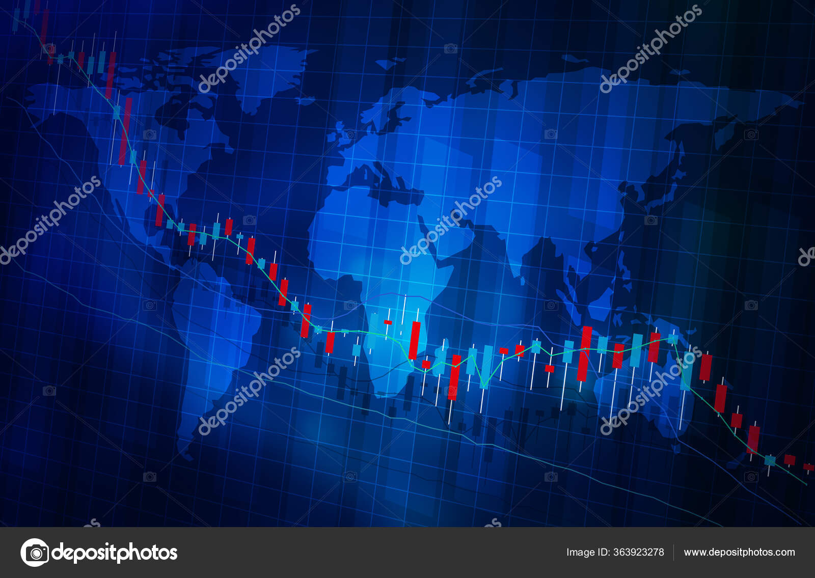 Stock Price Decline Graph Map Image Blue Color Visual Design Stock ...