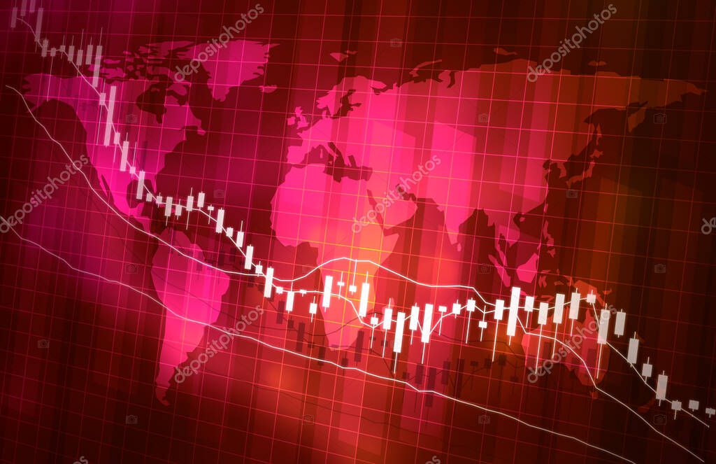 Precio de stock declive gráfico mapa imagen Color rojo diseño visual 2025