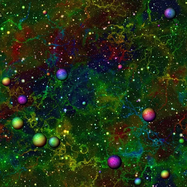 Abstract colorful universe, Rainbow colored night starry sky with ...