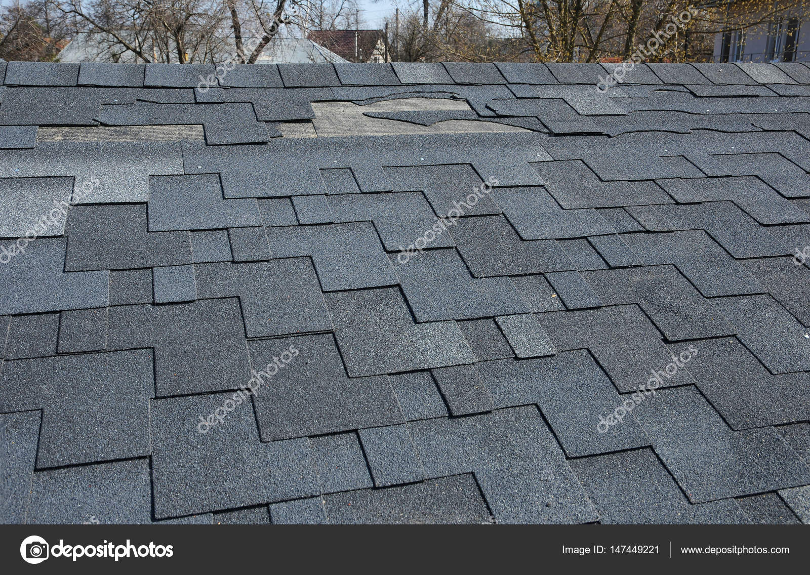 A close up view of shingles a roof damage. Roof Shingles - Roofing ...