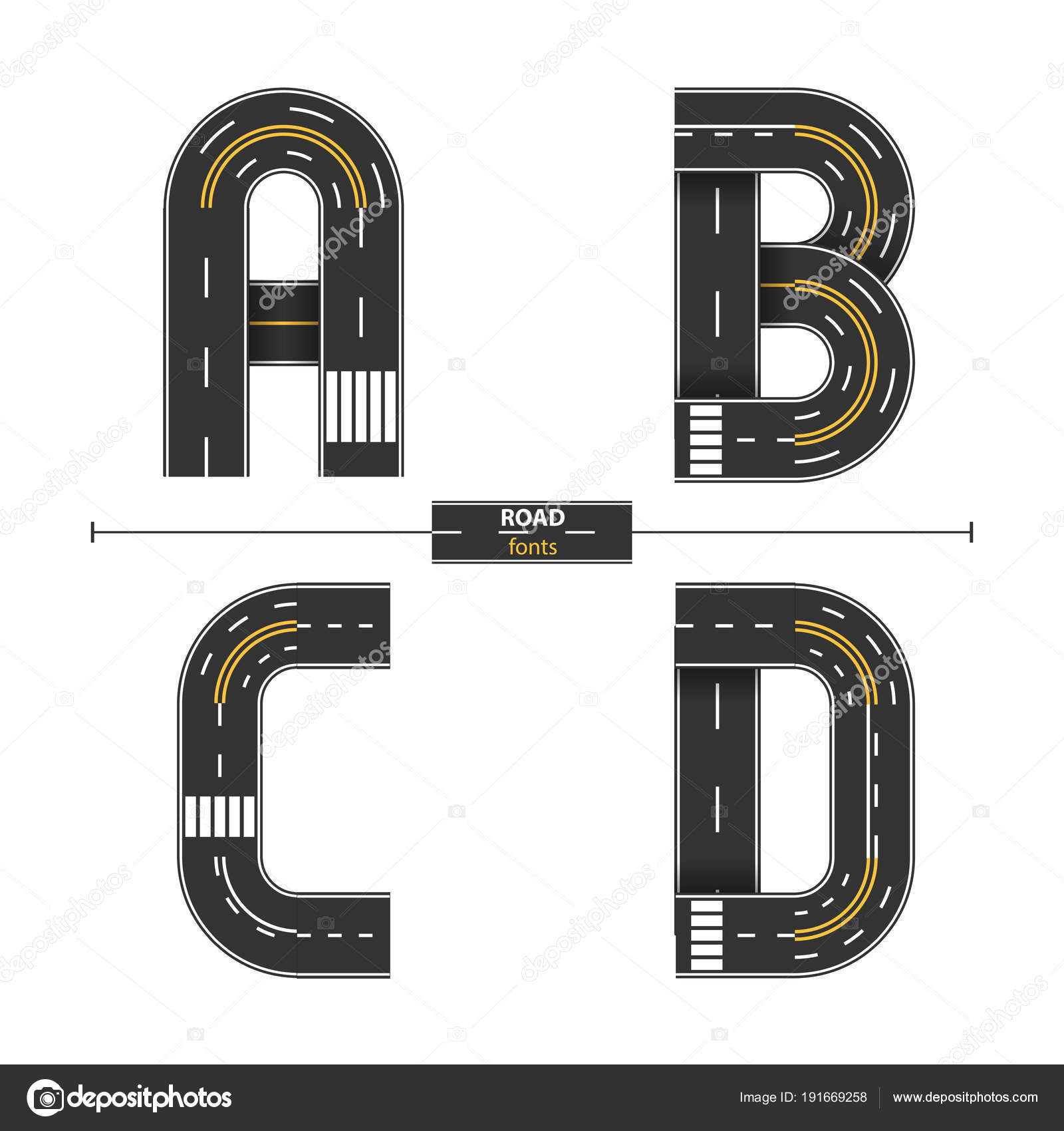 Alphabet Road in a set ABCD Stock Vector Image by ©lumyaisweet #191669258