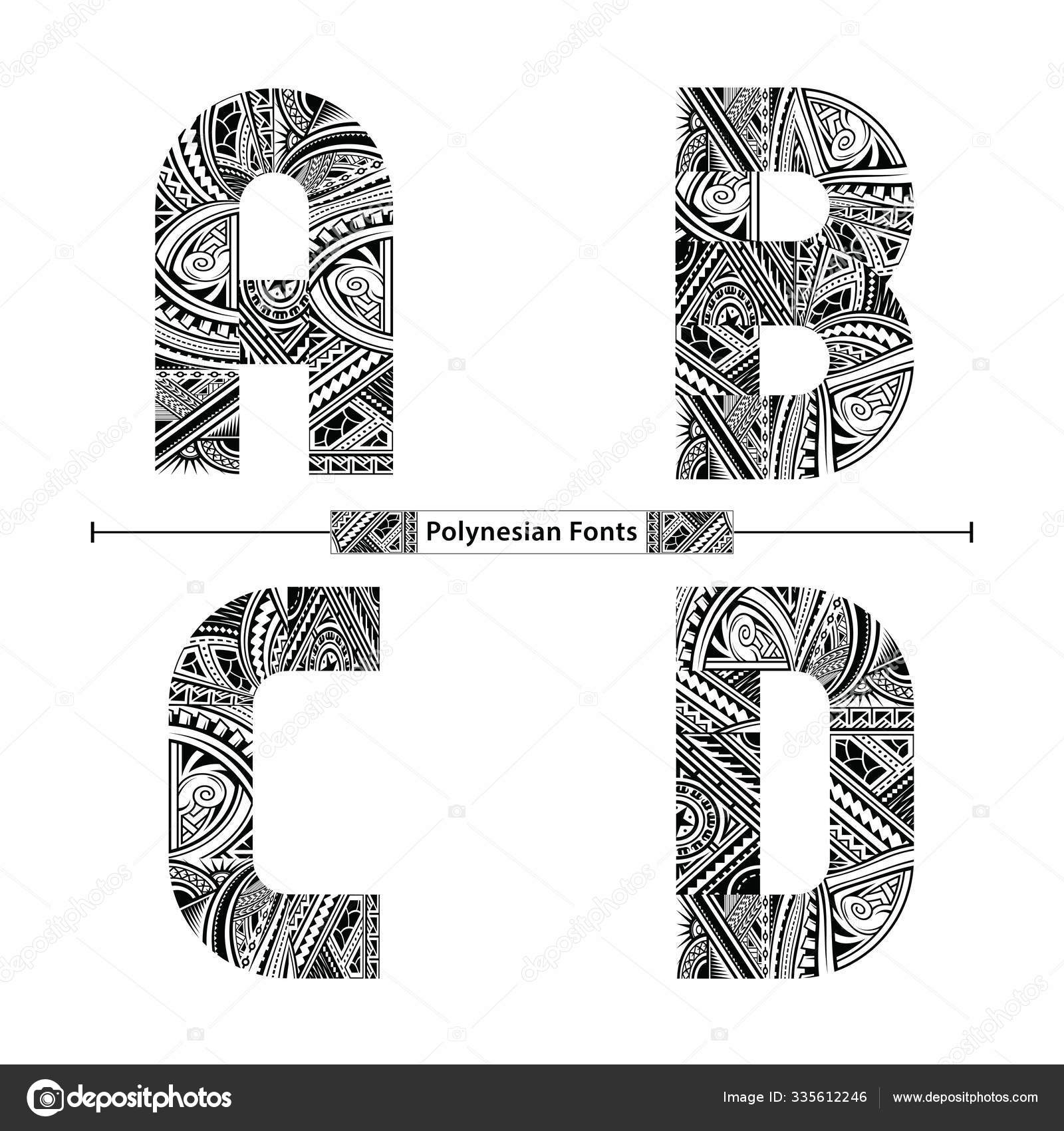Alphabet Polynesian style in a set ABCD Stock Vector by ©lumyaisweet ...