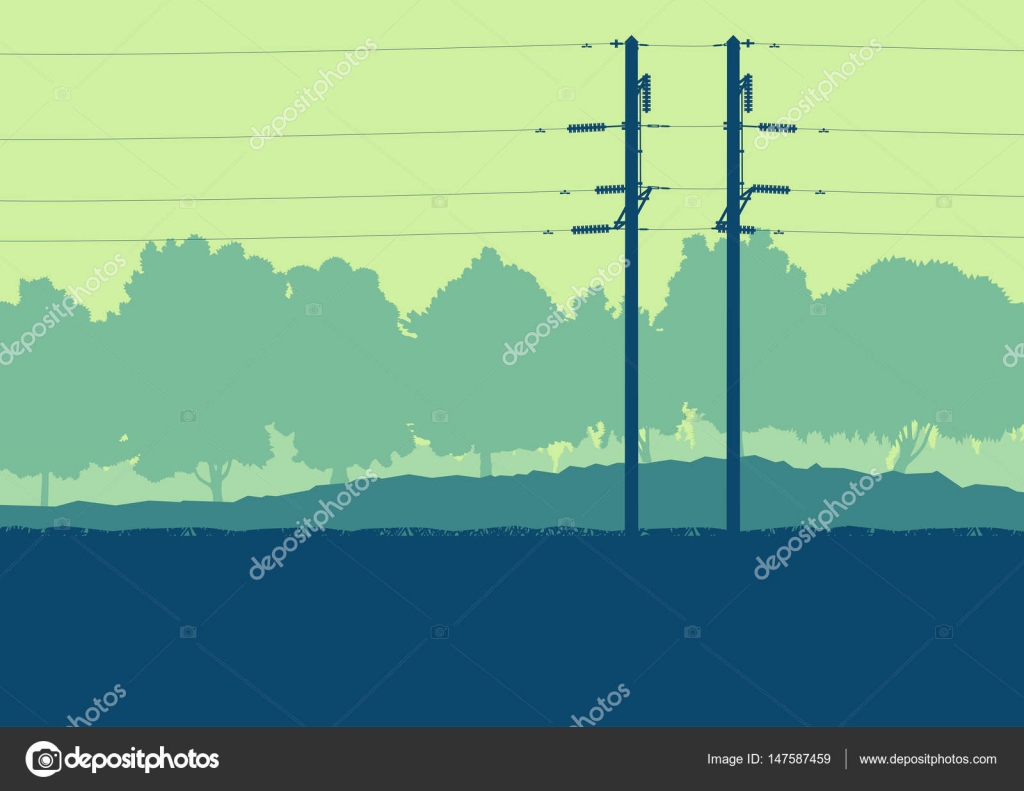 Energy distribution high voltage power line tower sunset landsca Stock ...