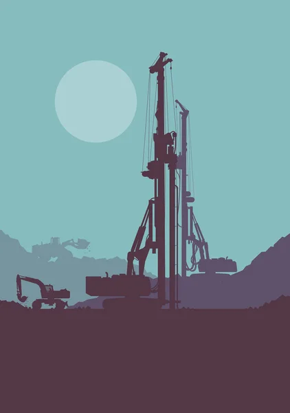 Excavator loaders, hydraulic pile drilling machines, tractors an Stock ...