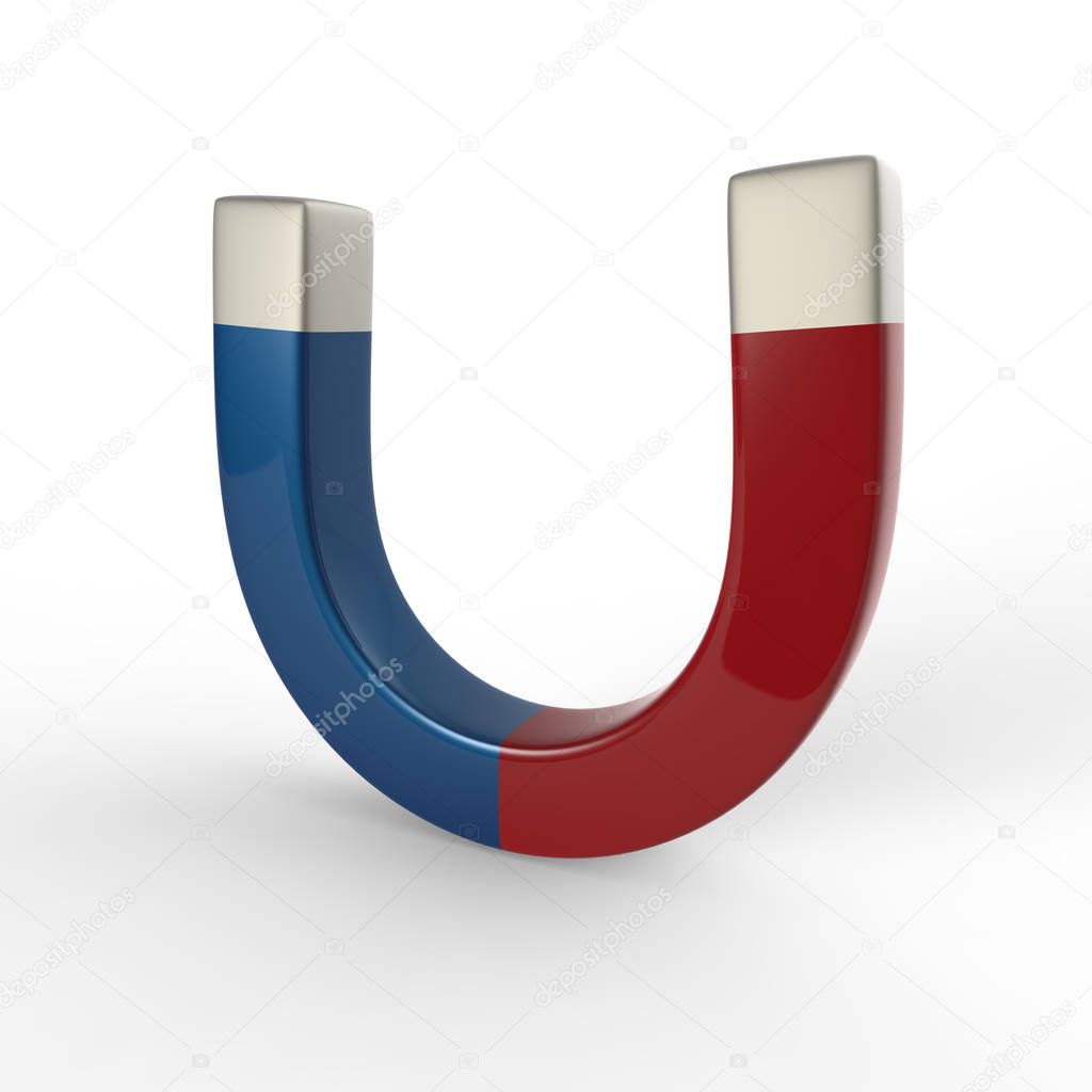 3d illustration of U-shaped magnet with two poles — Stock Photo ...