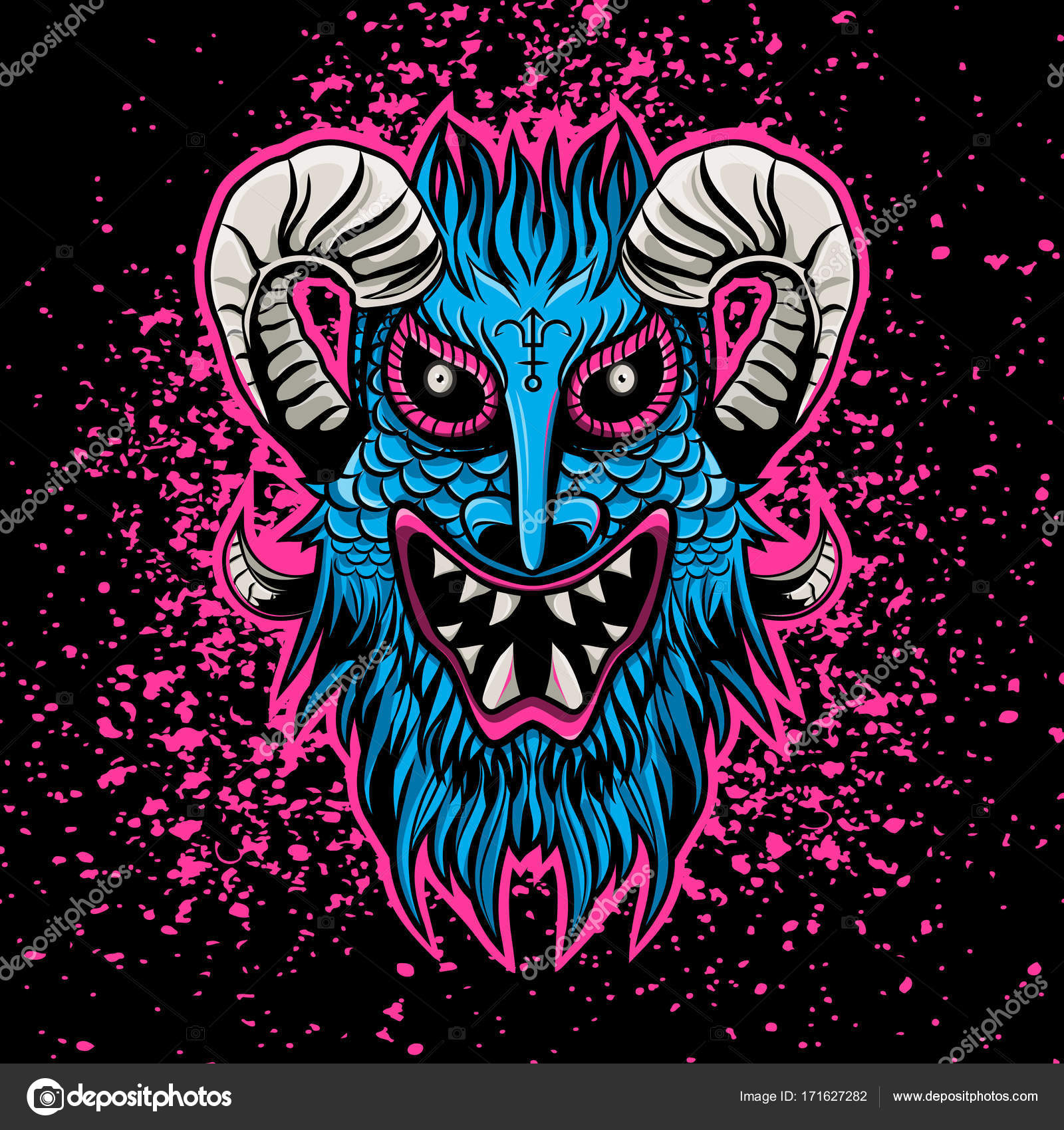 Blue devil Head mask Stock Vector Image by ©shark1one #171627282
