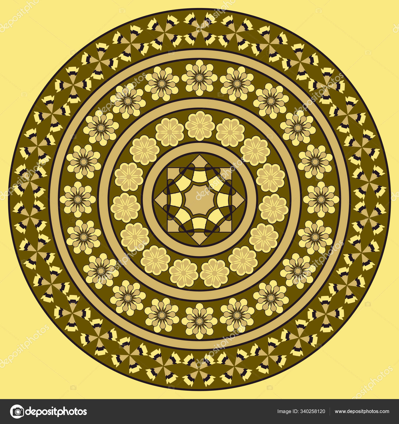 Vector Illustration Circular Pattern Abstract Shapes Decorative Flowers ...