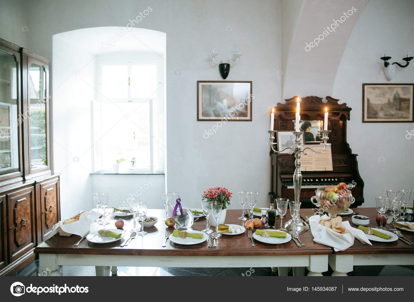 Elegant banquet table setting — Stock Photo © peterkarasev #145934087 Elegant banquet table setting — Stock Photo © peterkarasev #145934087