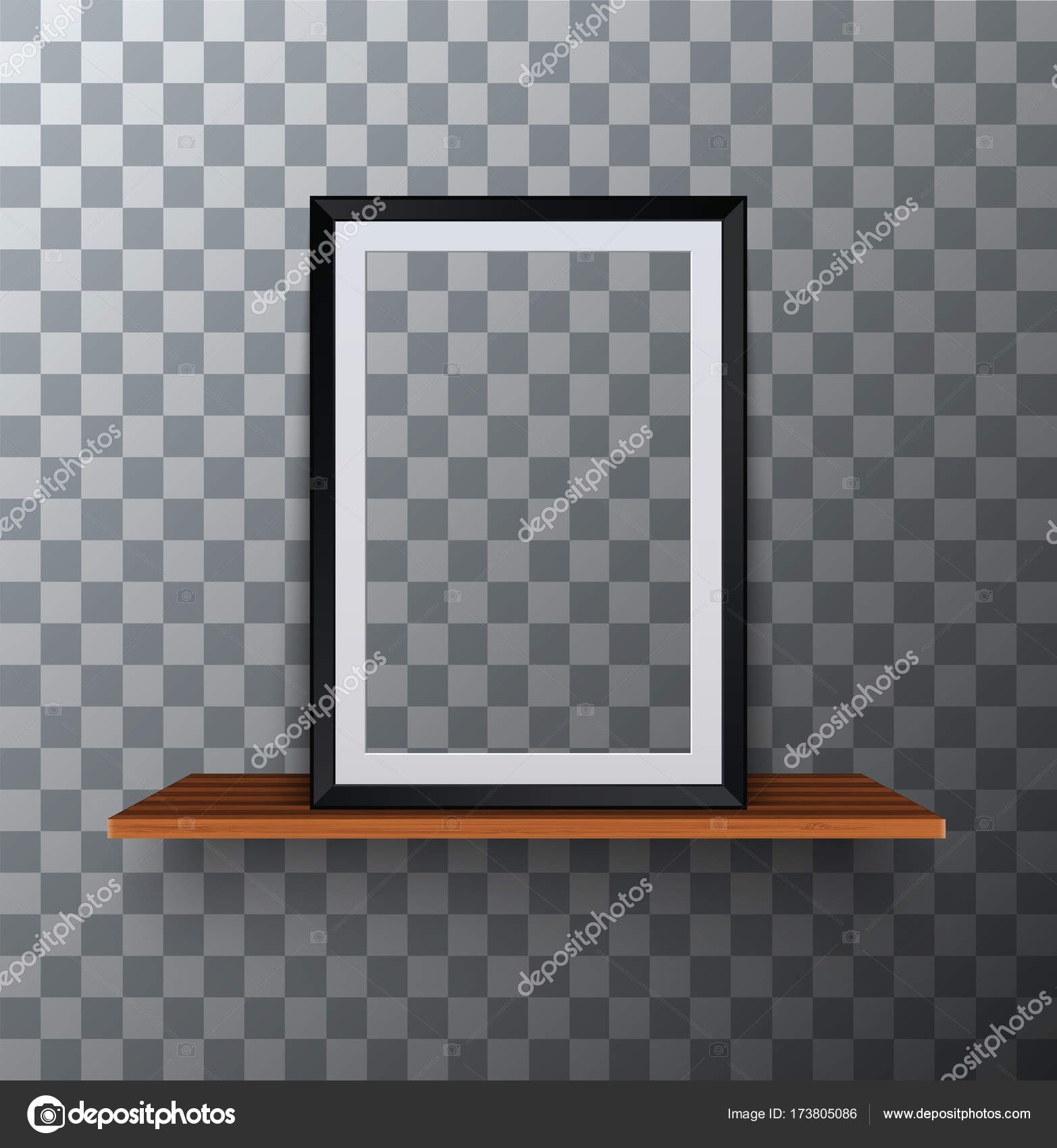 Vector modern empty frame standing on a wooden shelf Stock Vector Image ...